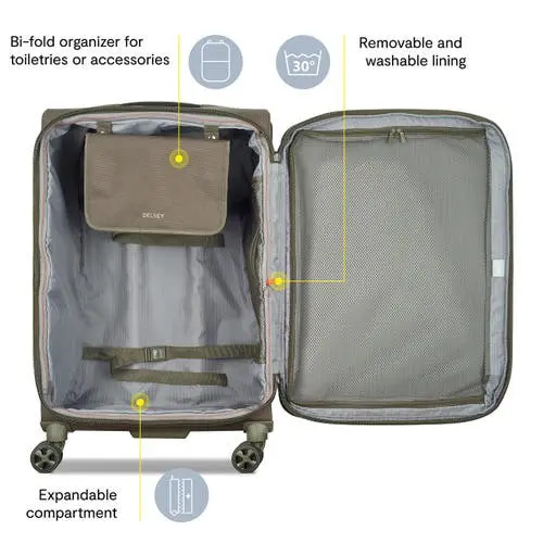 81028242 Delsey Helium Dlx Checked-medium 25 Inch Softside Expandable Luggage With Spinner Wheels