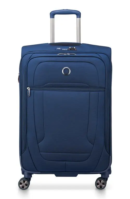 DELSEY Helium Dlx Checked-medium 25 Inch Softside Expandable Luggage With Spinner Wheels - Navy