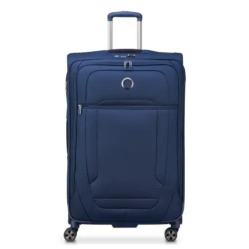81028242 Delsey Helium Dlx Checked Large Softside Expandable Luggage With Spinner Wheels - Navy Blue