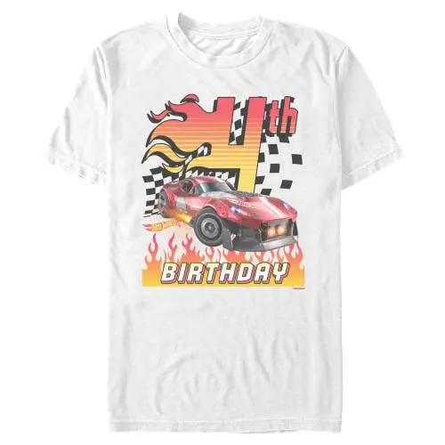 HOT WHEELS Gt Scorcher 4th Birthday Graphic T-shirt - White