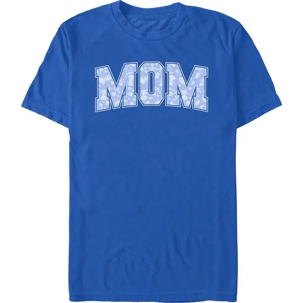 Disney Mom Collegiate Pattern Short Sleeve Graphic T-shirt - Royal Blue