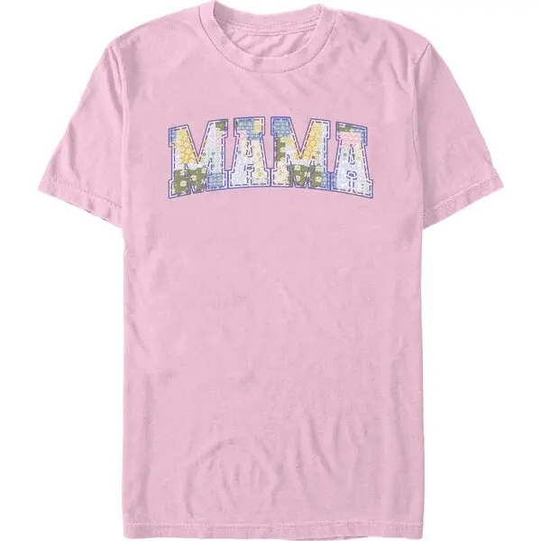 Disney Mama Collegiate Fabric Pattern Graphic T-shirt - Blossom