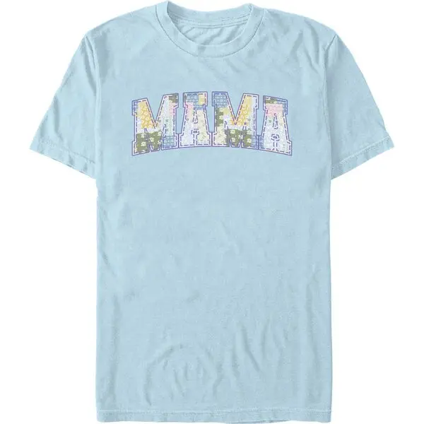 Disney Mama Collegiate Fabric Pattern Graphic T-shirt - Light Blue