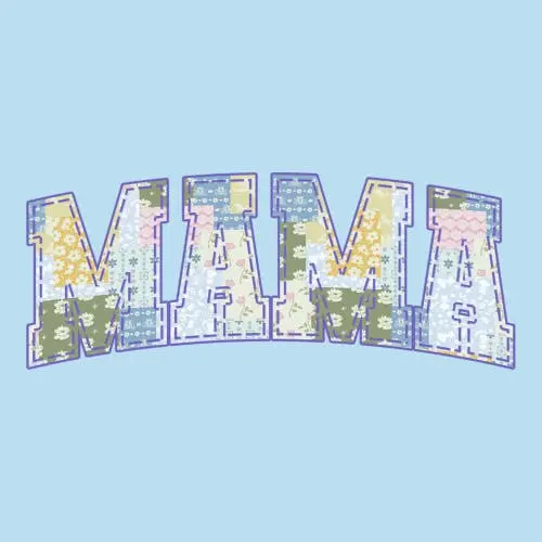 Disney Mama Collegiate Fabric Pattern Graphic T-shirt - Light Blue