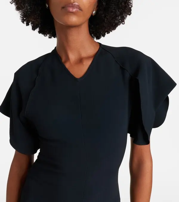 Victoria Beckham Asymmetric Draped Cady Midi Dress