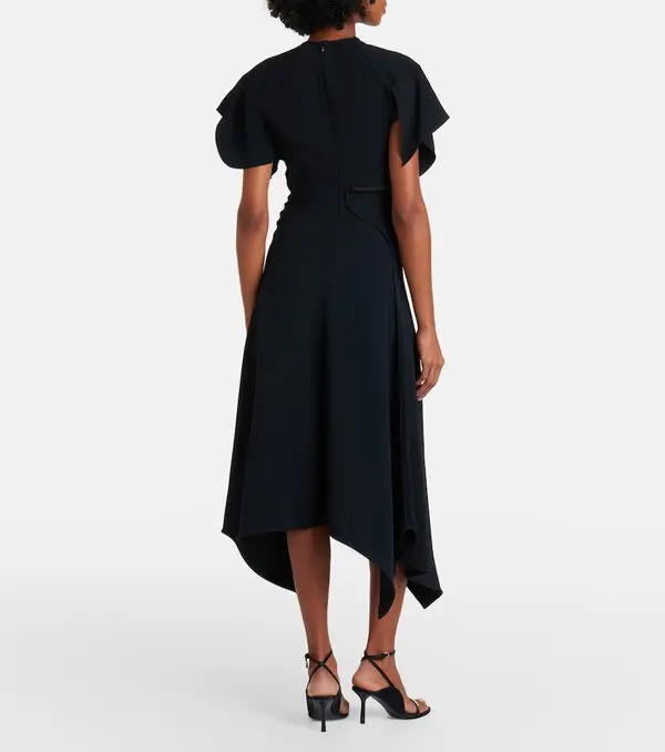 Victoria Beckham Asymmetric Draped Cady Midi Dress