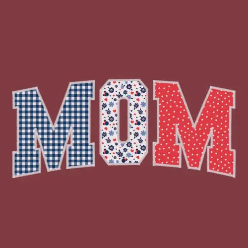 MINNIE MOUSE Mom Three Collegiate Patterns Graphic T-shirt - Brick