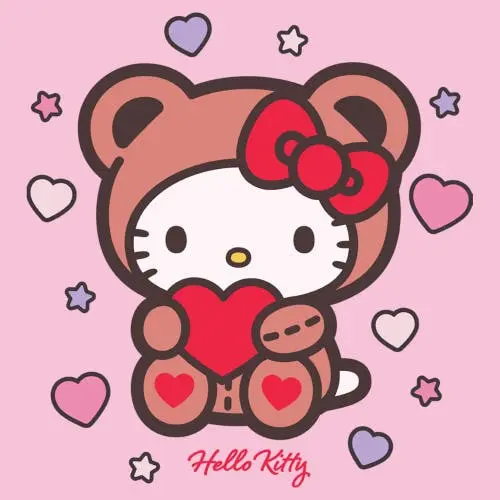 HELLO KITTY Cute Valentine Bear Graphic T-shirt