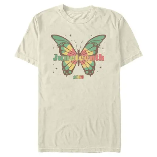 LOST GODS Colorful Juneteenth Butterfly Graphic T-shirt - Ivory