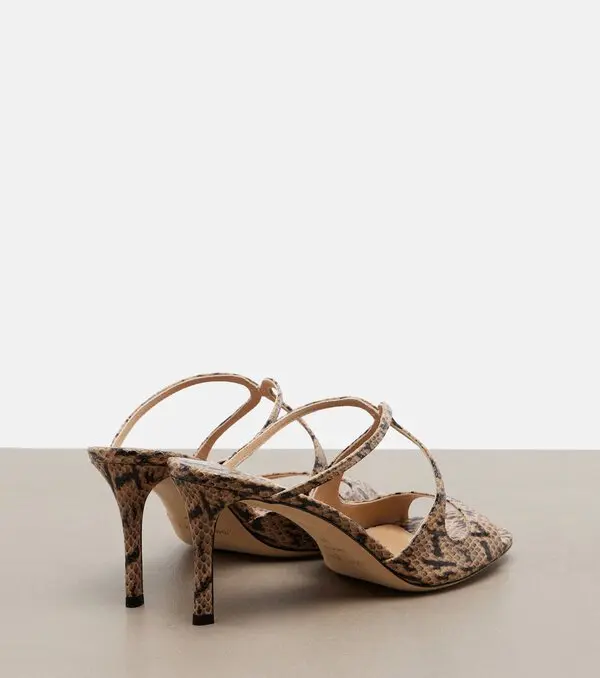 JIMMY CHOO Anise Snake-effect Leather Mules