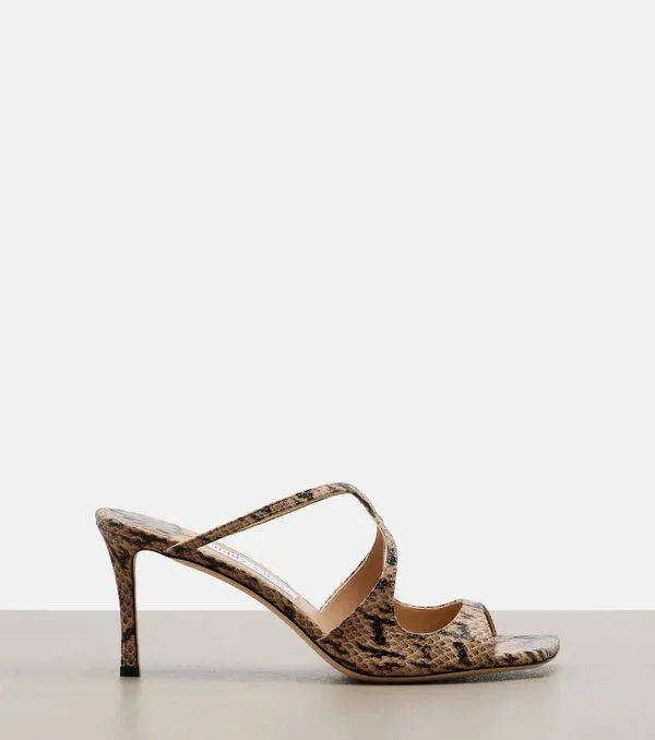 JIMMY CHOO Anise Snake-effect Leather Mules