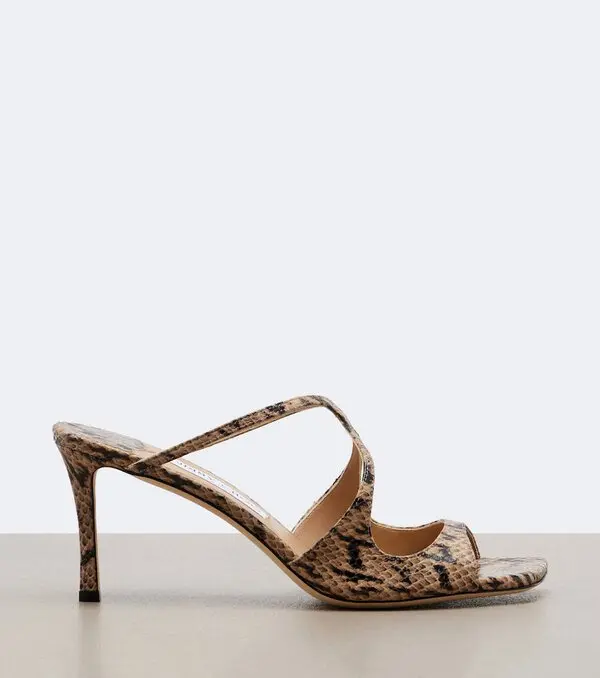 JIMMY CHOO Anise Snake-effect Leather Mules