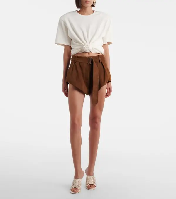 Magda Butrym Belted Suede Shorts