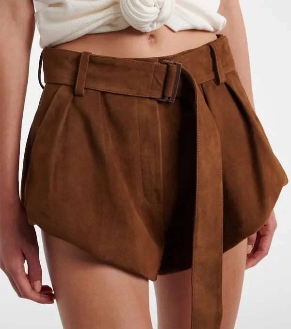 Magda Butrym Belted Suede Shorts