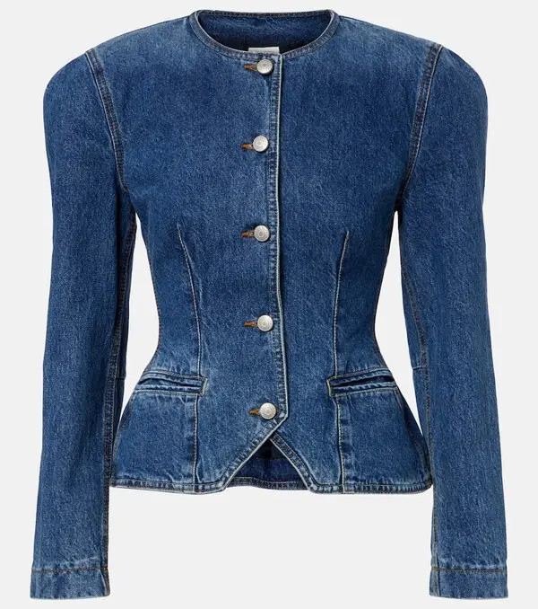 Magda Butrym Peplum Denim Jacket - Blue