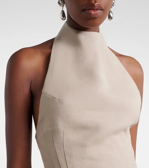 Magda Butrym Peplum Floral-appliqué Linen Top