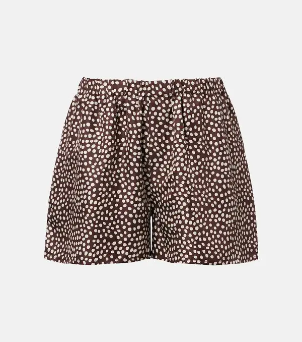 Asceno Franca Polka-dot Silk Charmeuse Shorts - Brown