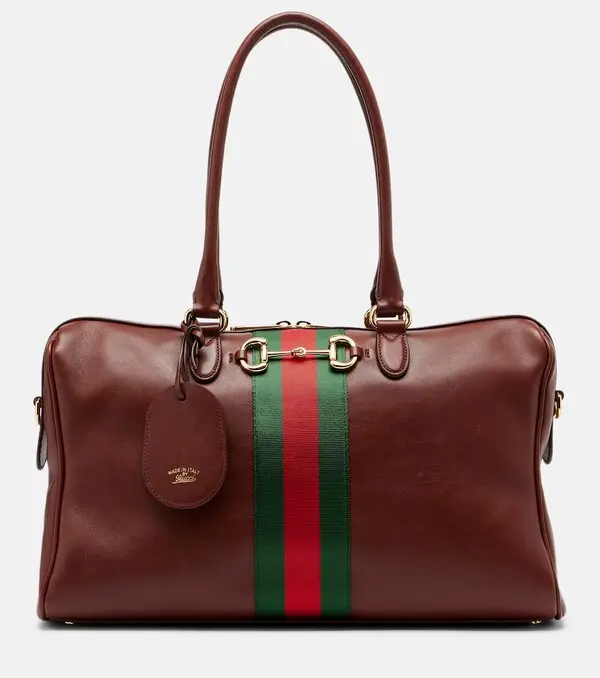 Gucci Borsetto Large Leather Bowling Bag - Brown