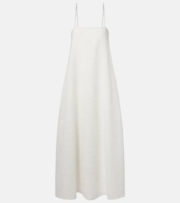 Asceno Melfi Checked Linen And Cotton Maxi Dress - White