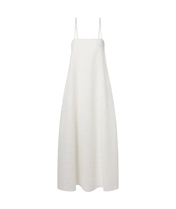 Asceno Checked Linen And Cotton Maxi Dress - White