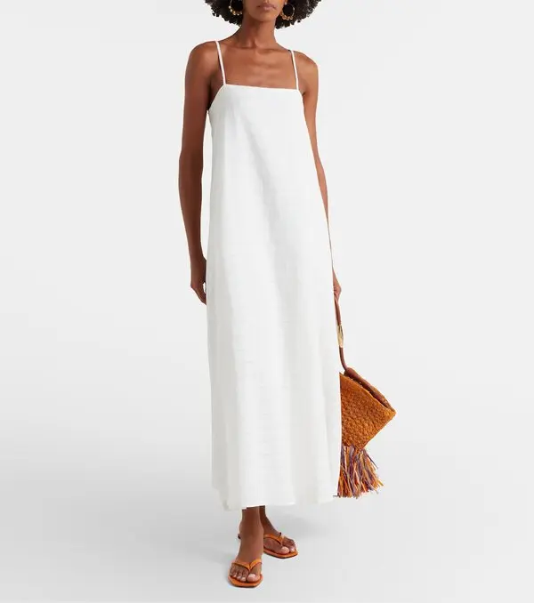 Asceno Checked Linen And Cotton Maxi Dress