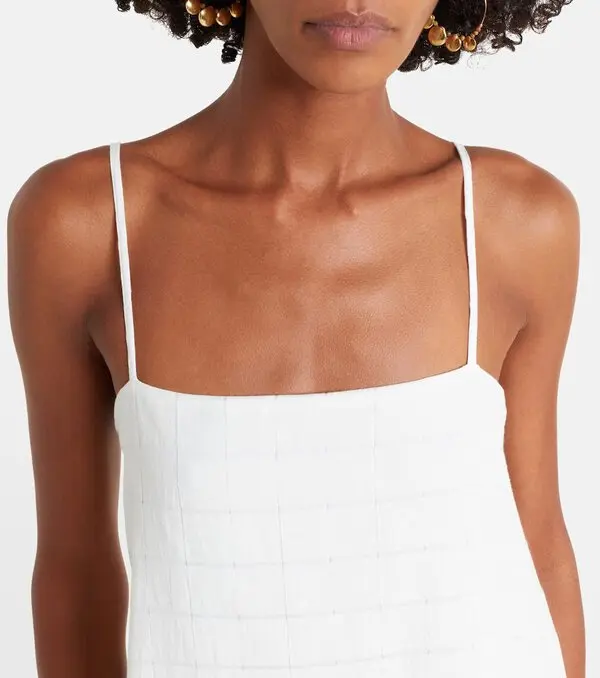 Asceno Checked Linen And Cotton Maxi Dress