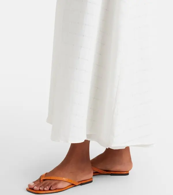 Asceno Checked Linen And Cotton Maxi Dress