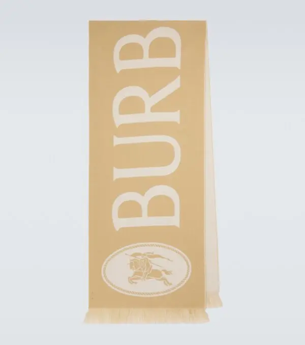 Burberry Logo Wool Scarf - Beige