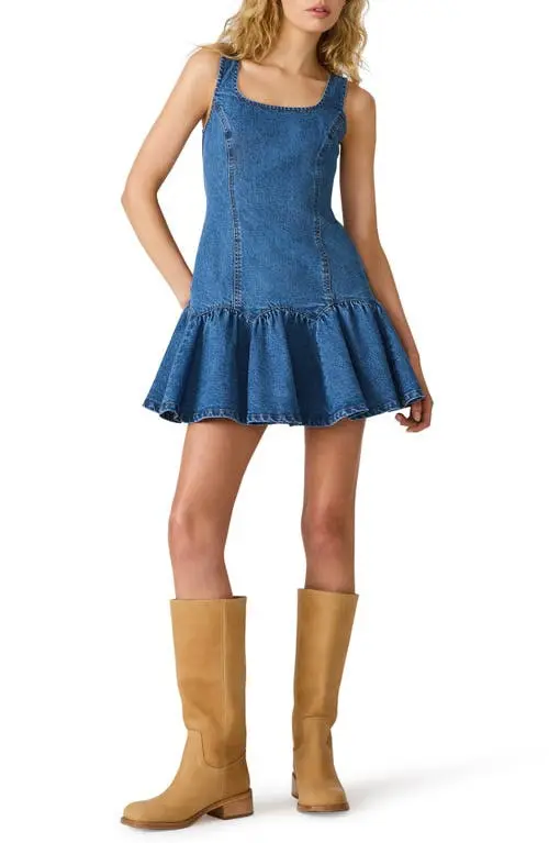 Steve Madden Igga Stretch Cotton Tiered Denim Minidress - Imperial Blue
