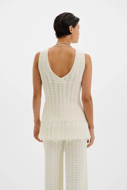 MALINA Amal Knitted Fringe Top