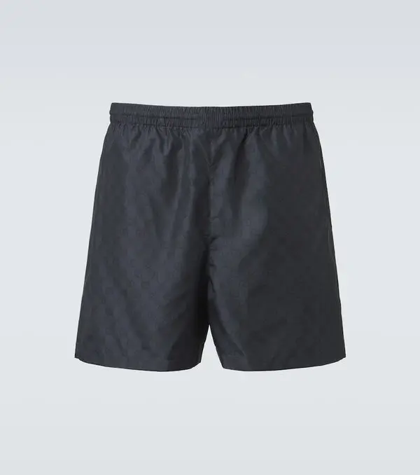Gucci Gg Monogram Poplin Swim Trunks - Black