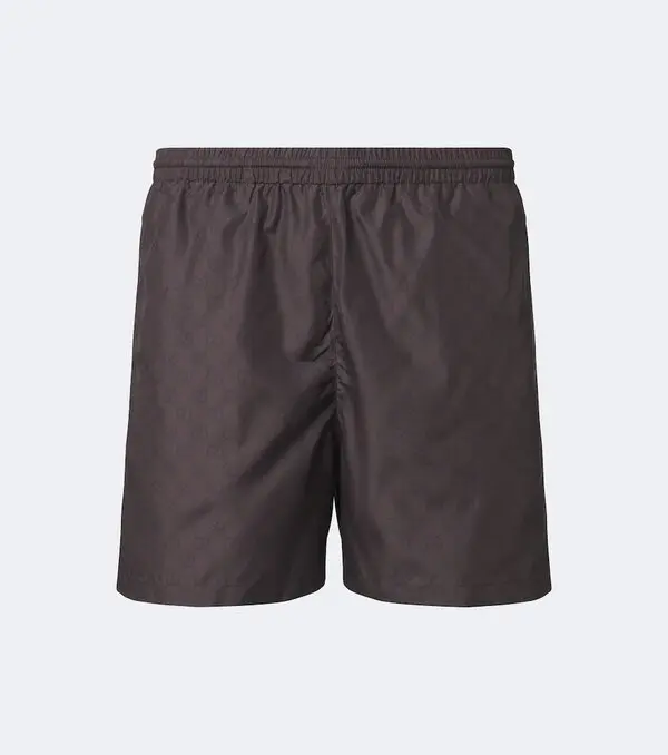 Gucci Gg Monogram Poplin Swim Trunks - Brown