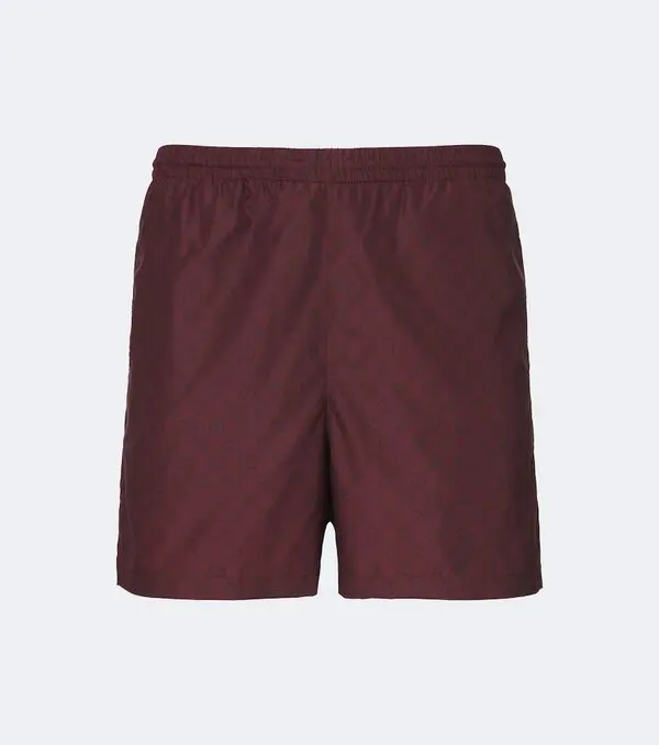 Gucci Gg Monogram Poplin Swim Trunks - Burgundy