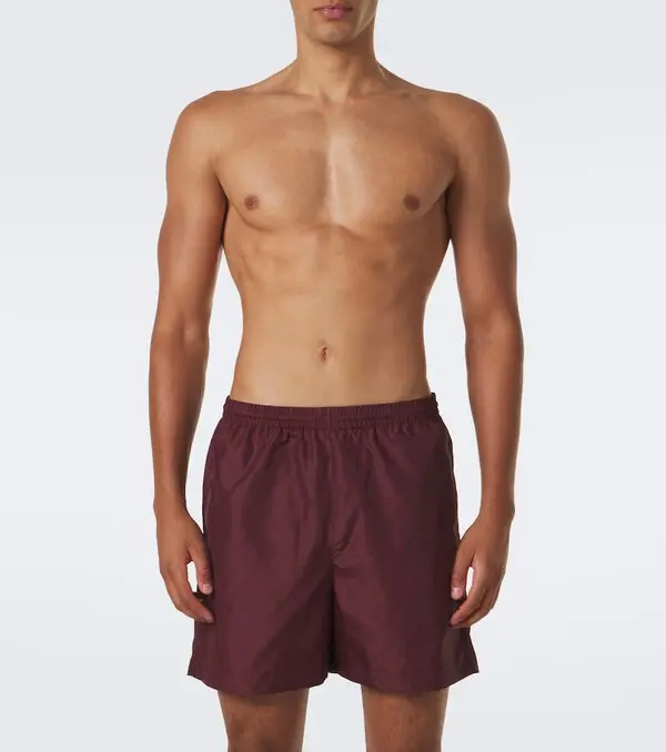 Gucci Gg Monogram Poplin Swim Trunks - Burgundy