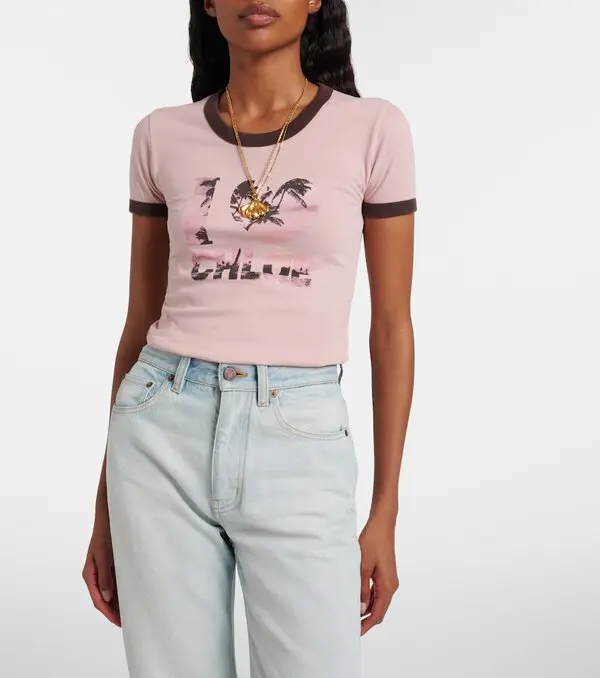 Chloé Printed Cotton T-shirt - Pink