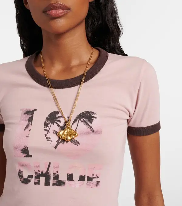 Chloé Printed Cotton T-shirt - Pink