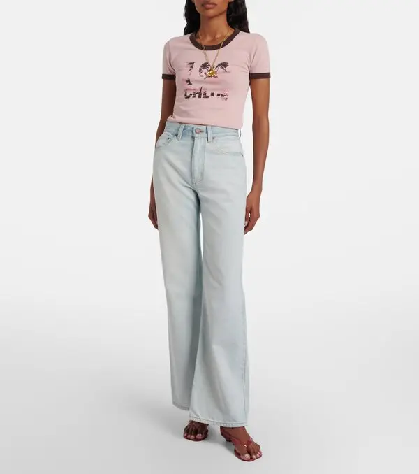Chloé Printed Cotton T-shirt - Pink