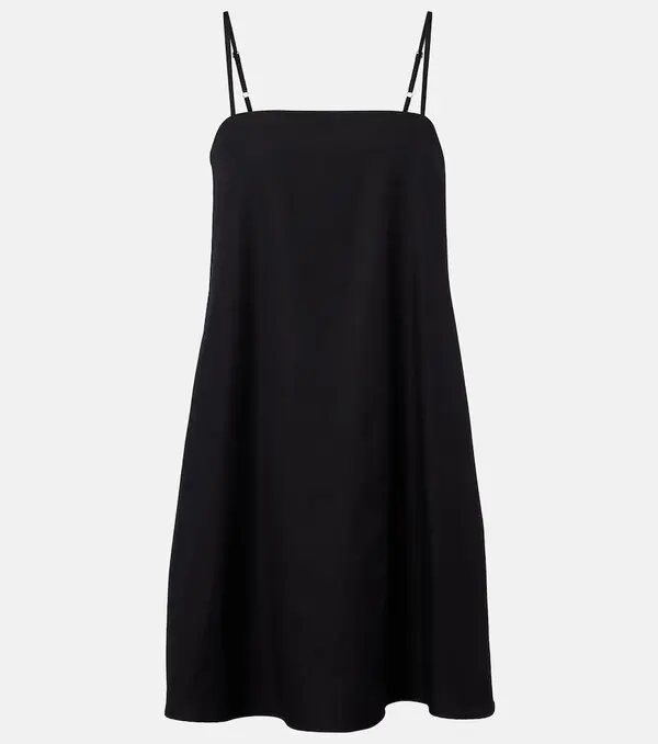 Asceno Catalina Cotton Mini Dress - Black