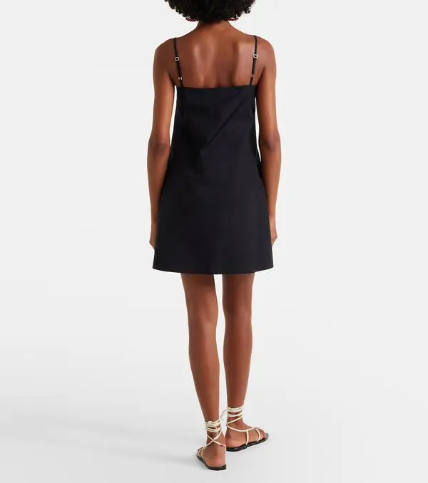 Asceno Catalina Cotton Mini Dress - Black