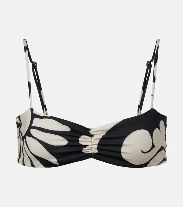 CALA DE LA CRUZ Lilo Printed Bikini Top - Black