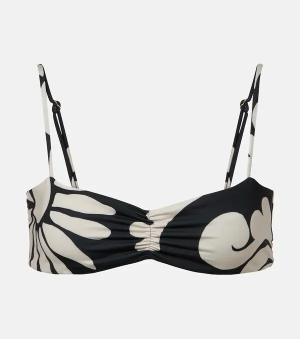 CALA DE LA CRUZ Lilo Printed Bikini Top - Black