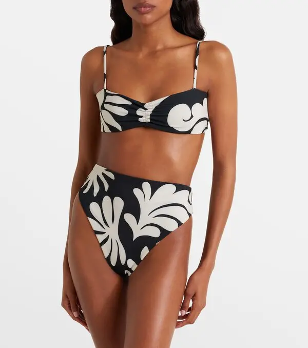 CALA DE LA CRUZ Lilo Printed Bikini Top - Black