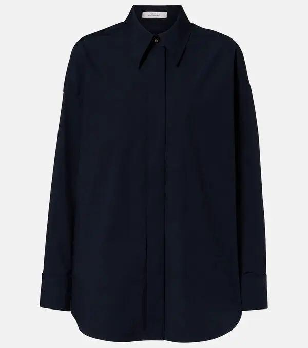 Dorothee Schumacher Poplin Power Ii Cotton-blend Poplin Shirt - Blue