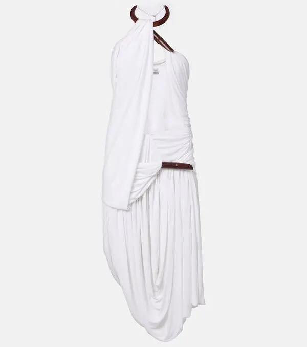 Christopher Esber Asymmetrical Draped Midi Dress - White