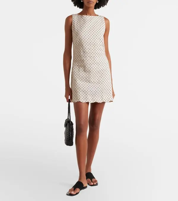 Faithfull The Brand Iria Polka Dot Linen Mini Dress
