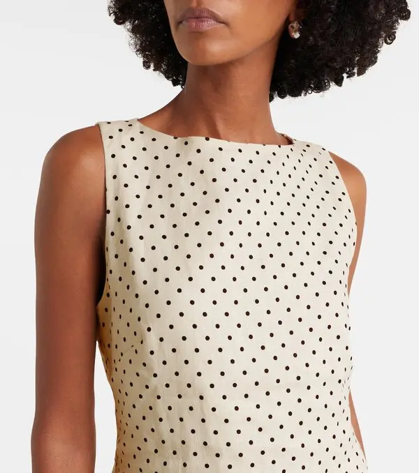 Faithfull The Brand Iria Polka Dot Linen Mini Dress
