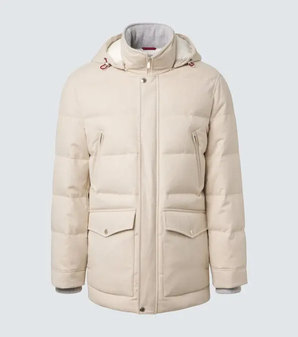 Brunello Cucinelli Wool Flannel Down Parka - Beige