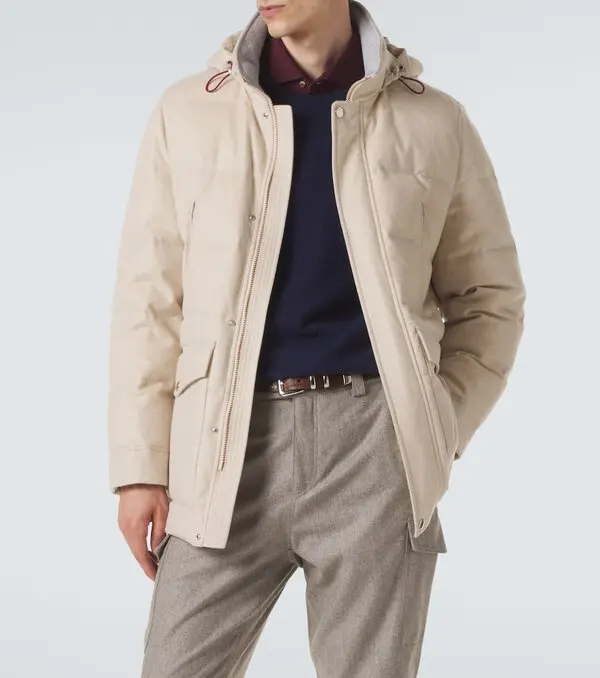 Brunello Cucinelli Wool Flannel Down Parka - Beige