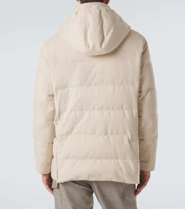 Brunello Cucinelli Wool Flannel Down Parka - Beige