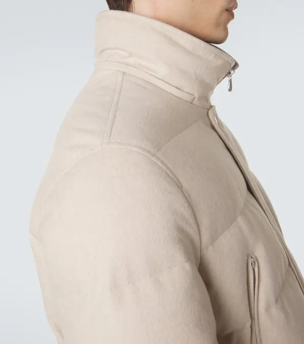 Brunello Cucinelli Wool Flannel Down Parka - Beige
